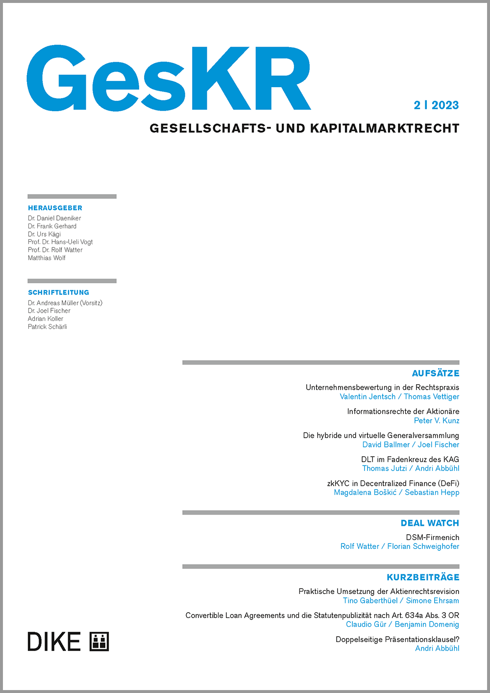 GesKR 02/2023 - Aktuelle Ausgabe - GesKR - Zeitschriften - DIKE Verlag