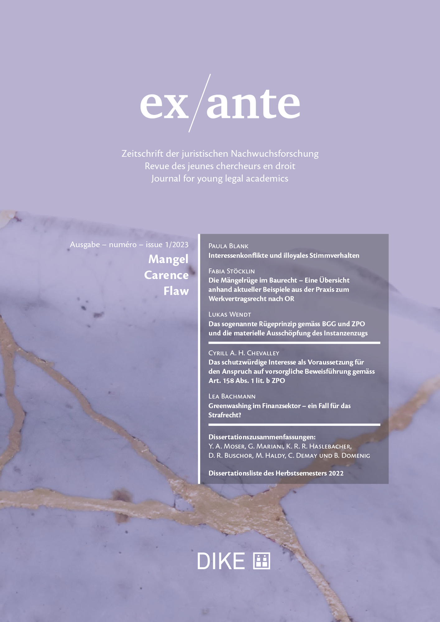 ex/ante 1/2023 - Open Access - Digitale Publikationen - DIKE Verlag