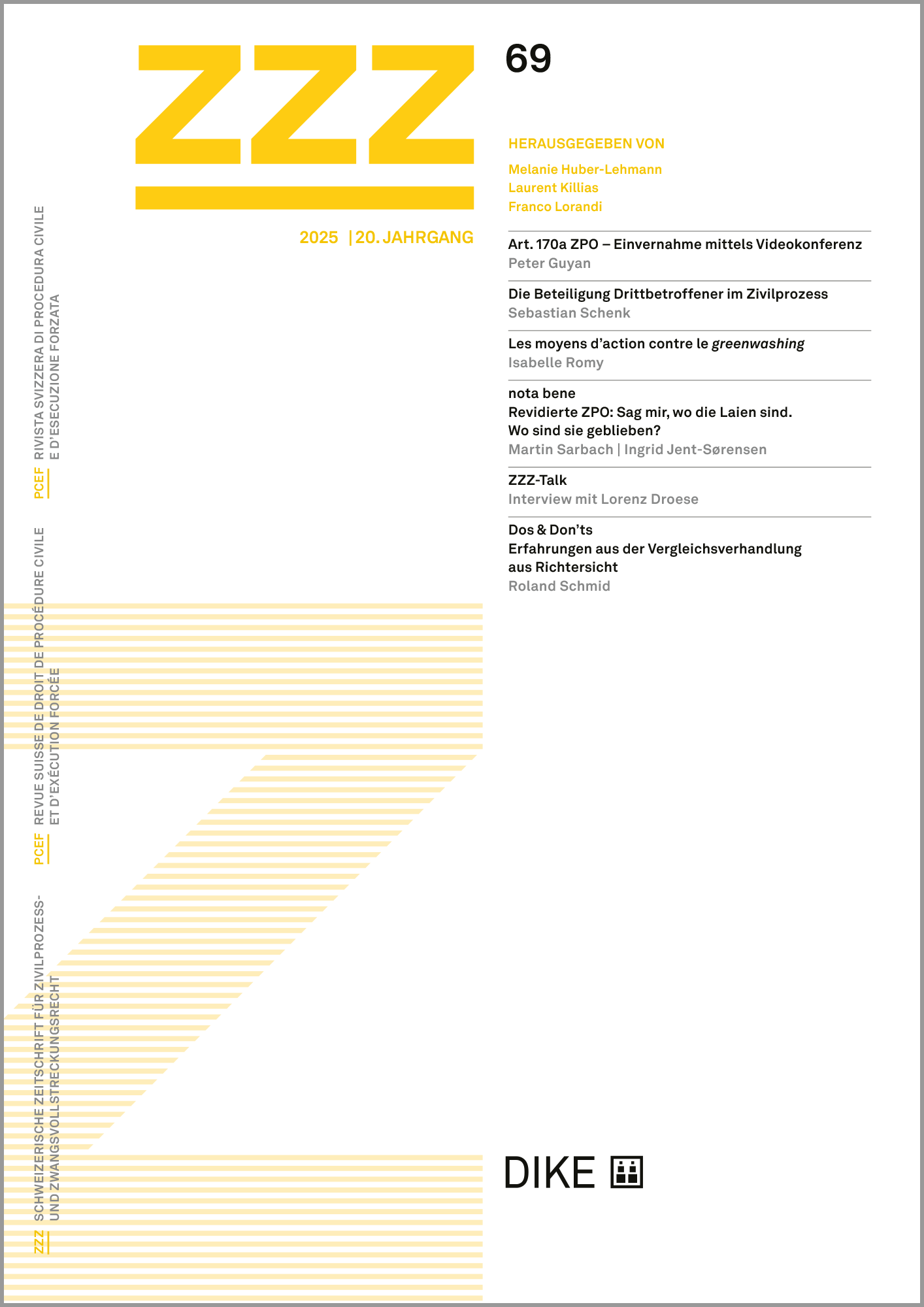 ZZZ 2025 Heft 69 - Aktuelle Ausgabe - ZZZ - Zeitschriften - DIKE Verlag
