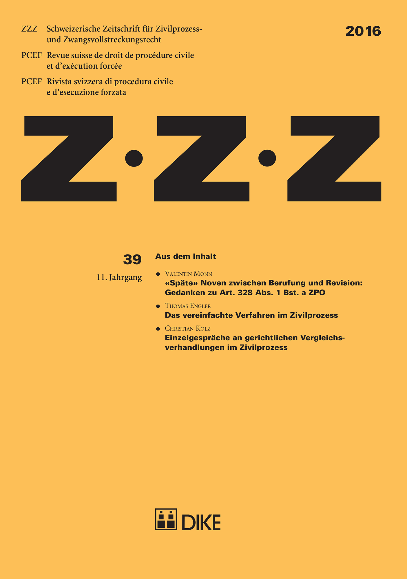 ZZZ 2016 Heft 39 - DIKE Verlag